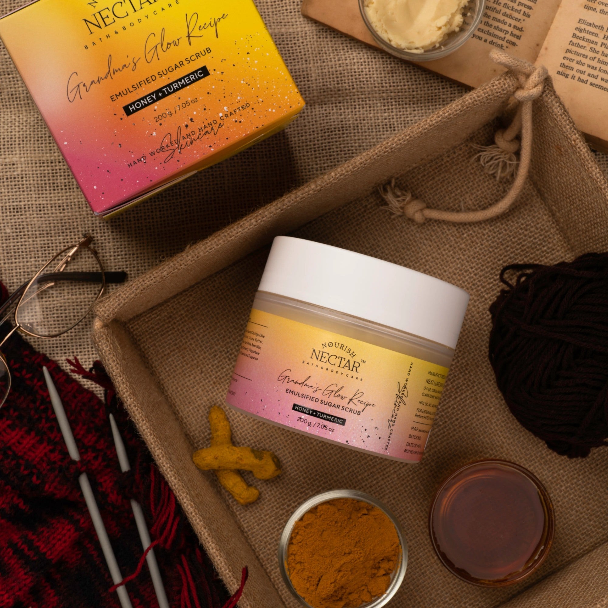 Honey & Turmeric Body Scrub – Brightening & Healing Nourish Nectar